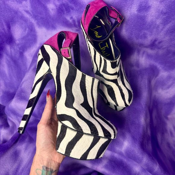 London Trash | Shoes | London Trash Zebra Print And Pink Platform Heels ...